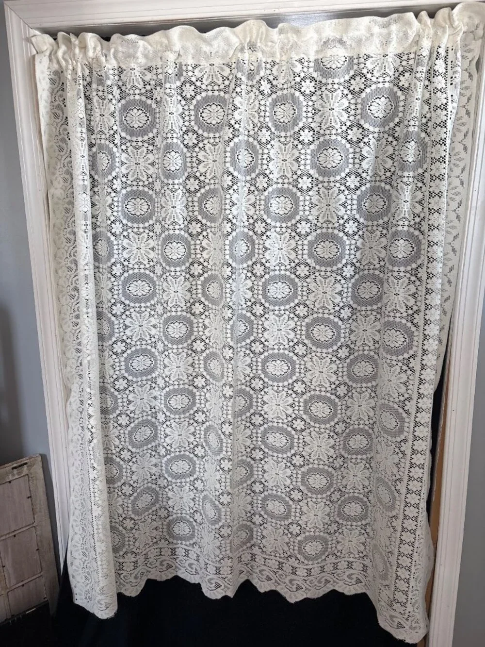 unbranded | Accents | Cream Lace Curtain Panel 6 W X 86 L Floral ...